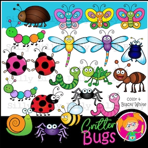 Clipart Bugs - Cute, Colorful Insects. Graphics for Small Commercial ...