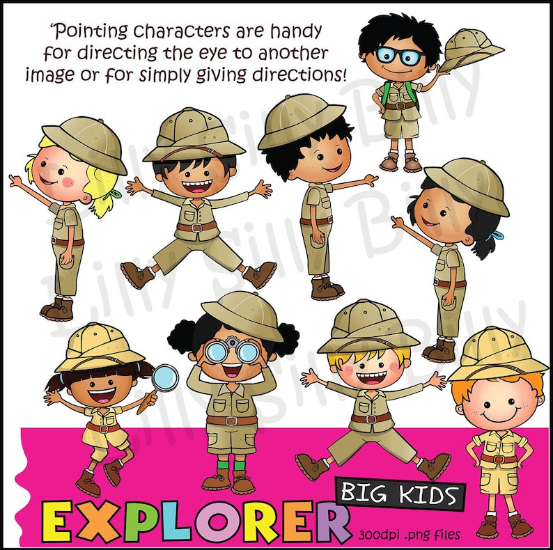 Explorers BIG KIDS. Black and White & COLOR Clipart Small - Etsy