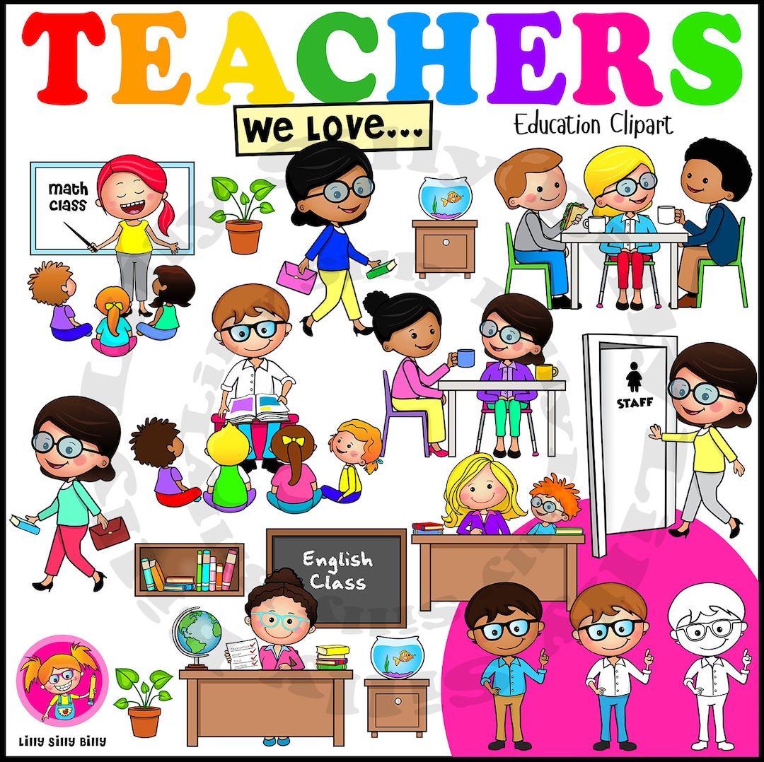 We Love Teachers! Clipart Illustrations of School Teachers. Teachers in ...