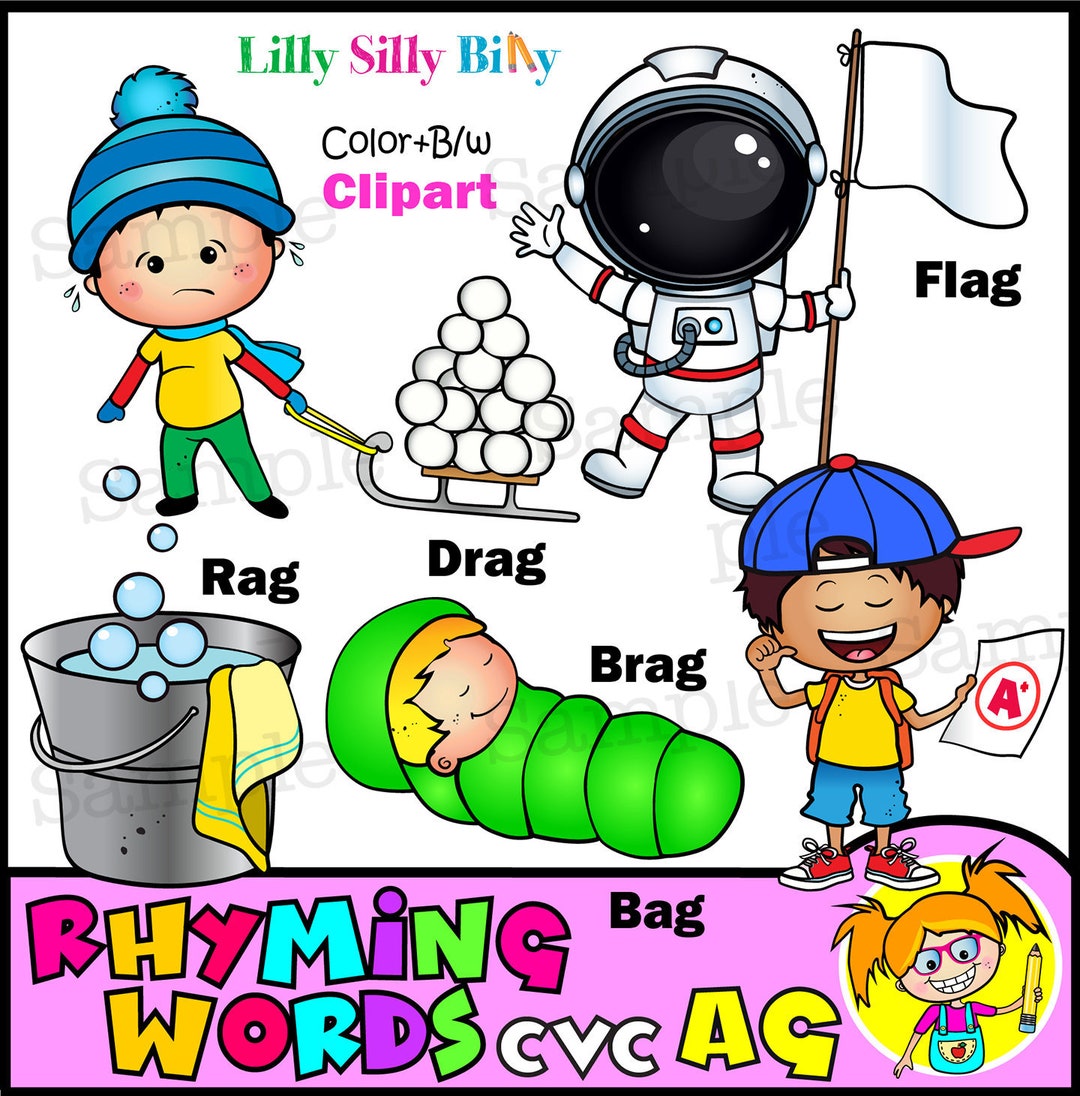 CVC Rhyming Word Clipart - AG - B/W & Color Images. for Small ...