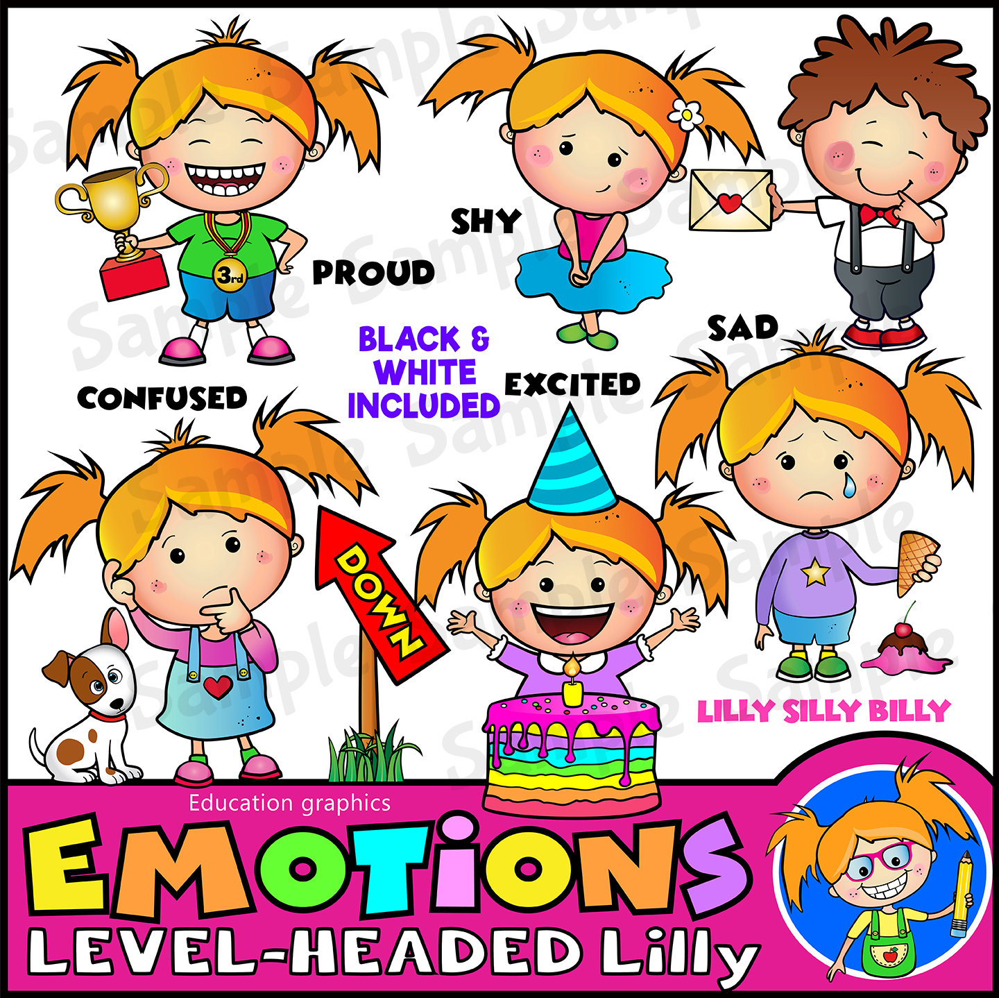 Emotions Clipart Level-headed Lilly Super Sweet Digital - Etsy Australia