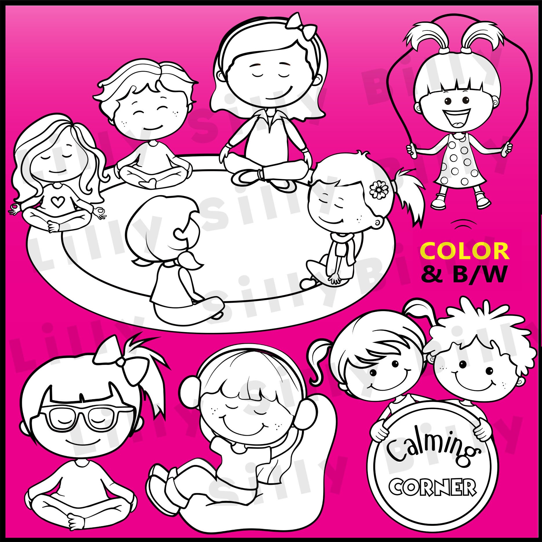 Calming Strategies, Clipart BUNDLE. BLACK and WHITE and Full Color ...