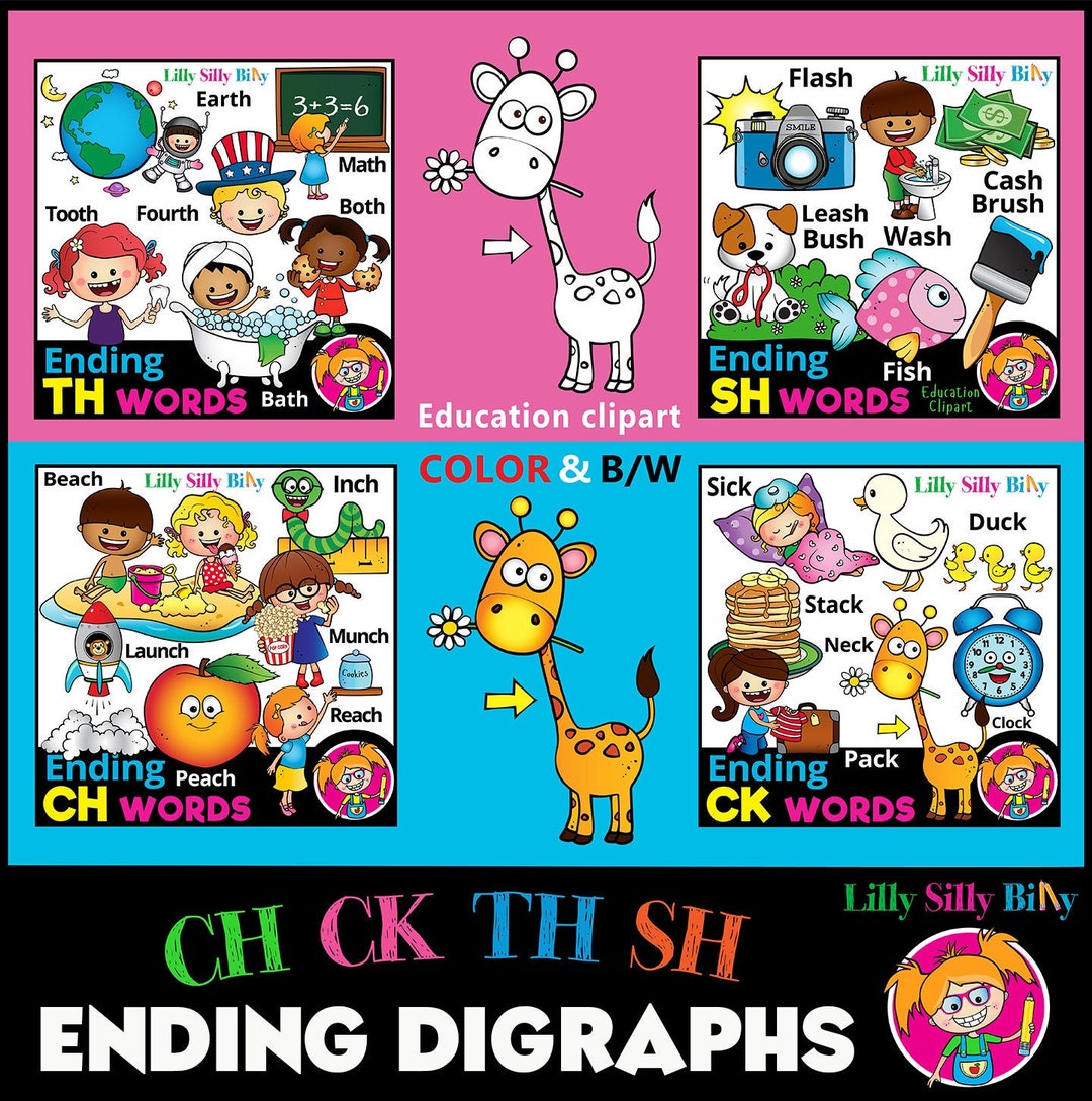 Ending Digraphs- Clip Art VALUE BUNDLE. 54 Clipart Images for Small ...