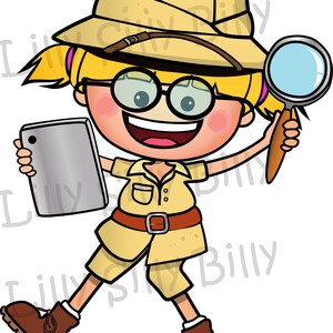 Explorers - Books and Ipads. Black and White & COLOR, Clipart. Small ...