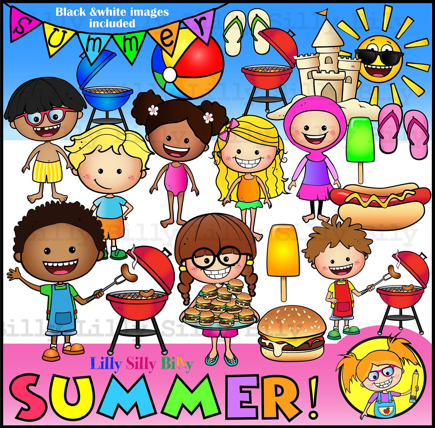 SUMMER BBQ Clipart for Small Commercial and Education Use. - Etsy