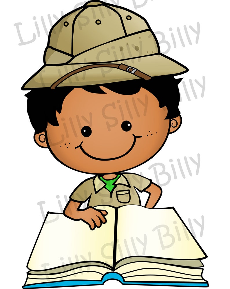 Explorers - Books and Ipads. Black and White & COLOR, Clipart. Small ...