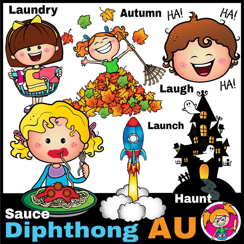 Diphthong BUNDLE. Phonics 192 Clipart Images in Black and | Etsy