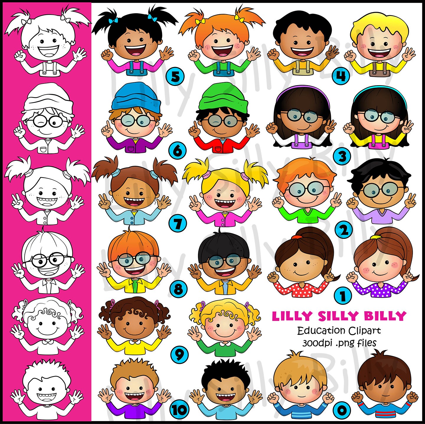 Finger Counting Kids. Clipart for Small Commercial* and Educational Use ...