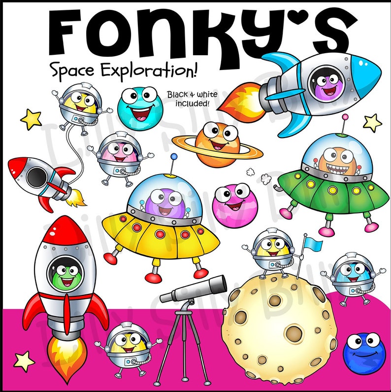 SPACE FONKY'S Clipart Collection. Lilly Silly Billy. Small Commercial ...