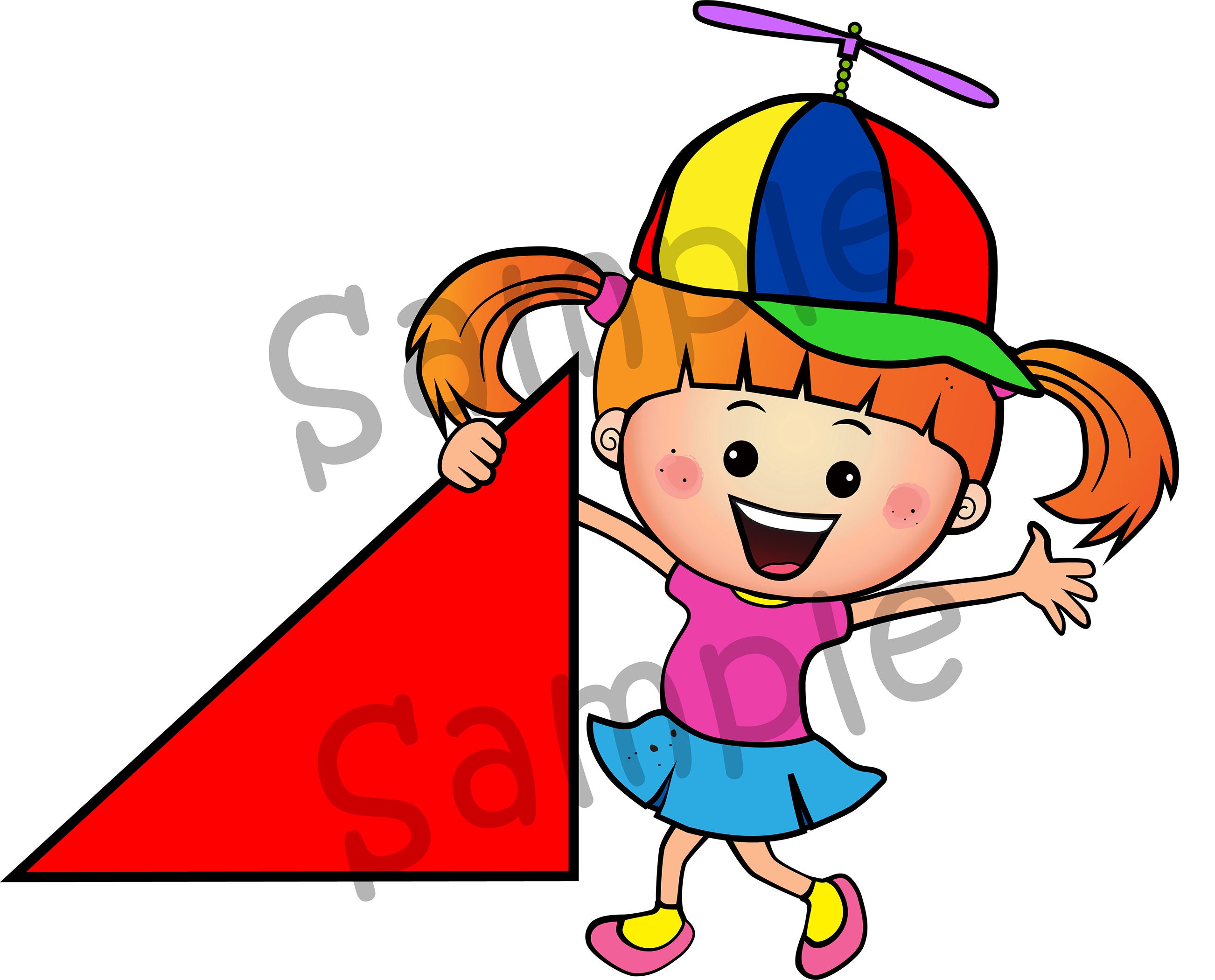 Kids With 2D Shapes Clipart BUNDLE, Commercial Use Education Graphics ...