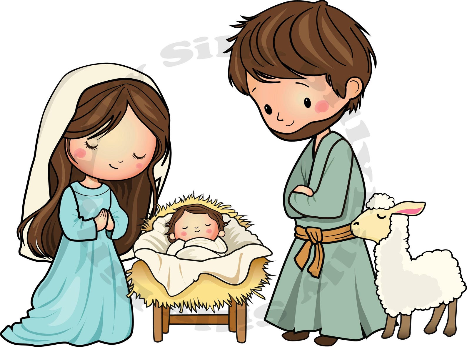 Nativity Clipart, Christmas Clipart, Wise Men, Mary & Joseph, Manger ...