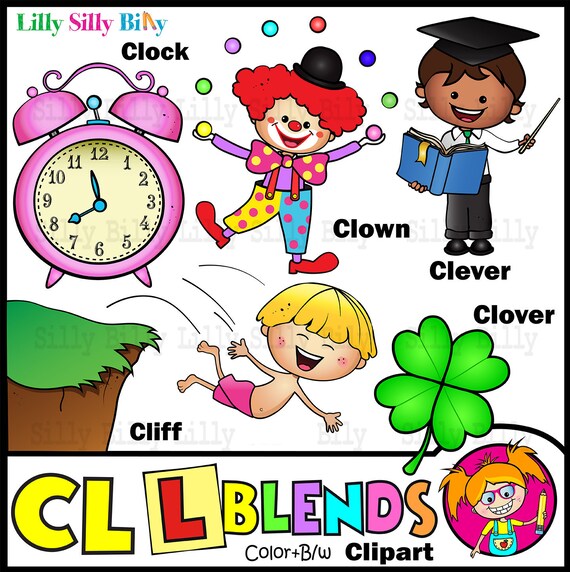 L Blends CL Black and White and Color Clipart. Phonics/ | Etsy