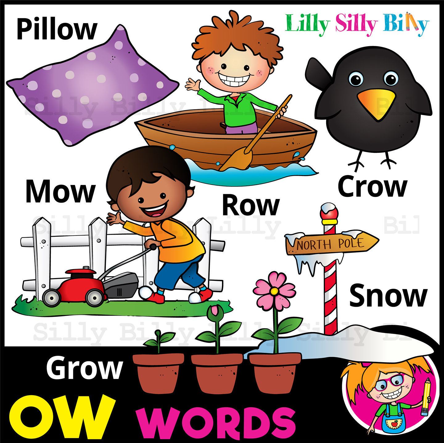 OW Sounds Clipart 'OW' Words. Teachers Aid - Etsy UK