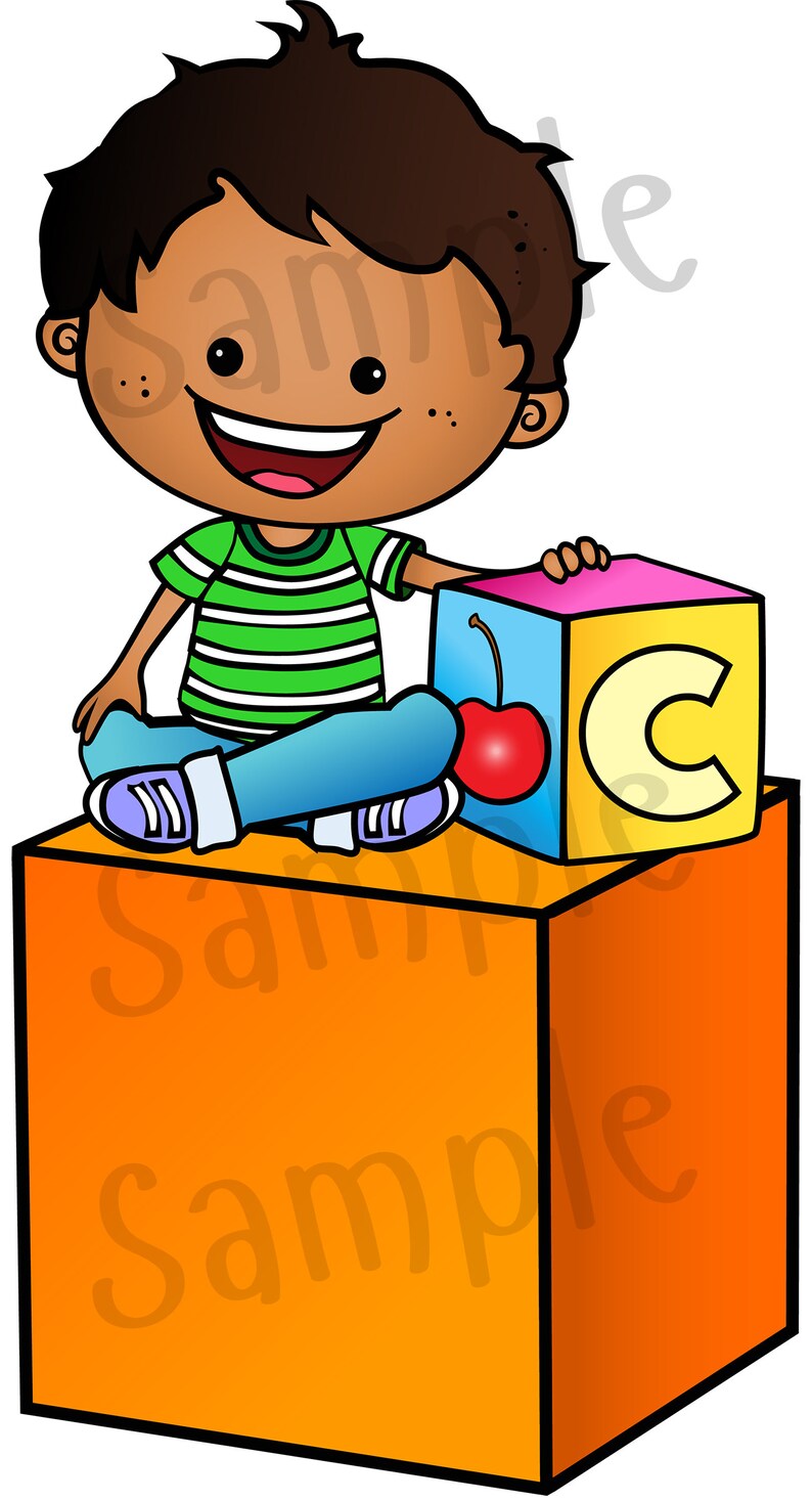Kids with 3D Shapes clipart set Small-commercial use | Etsy
