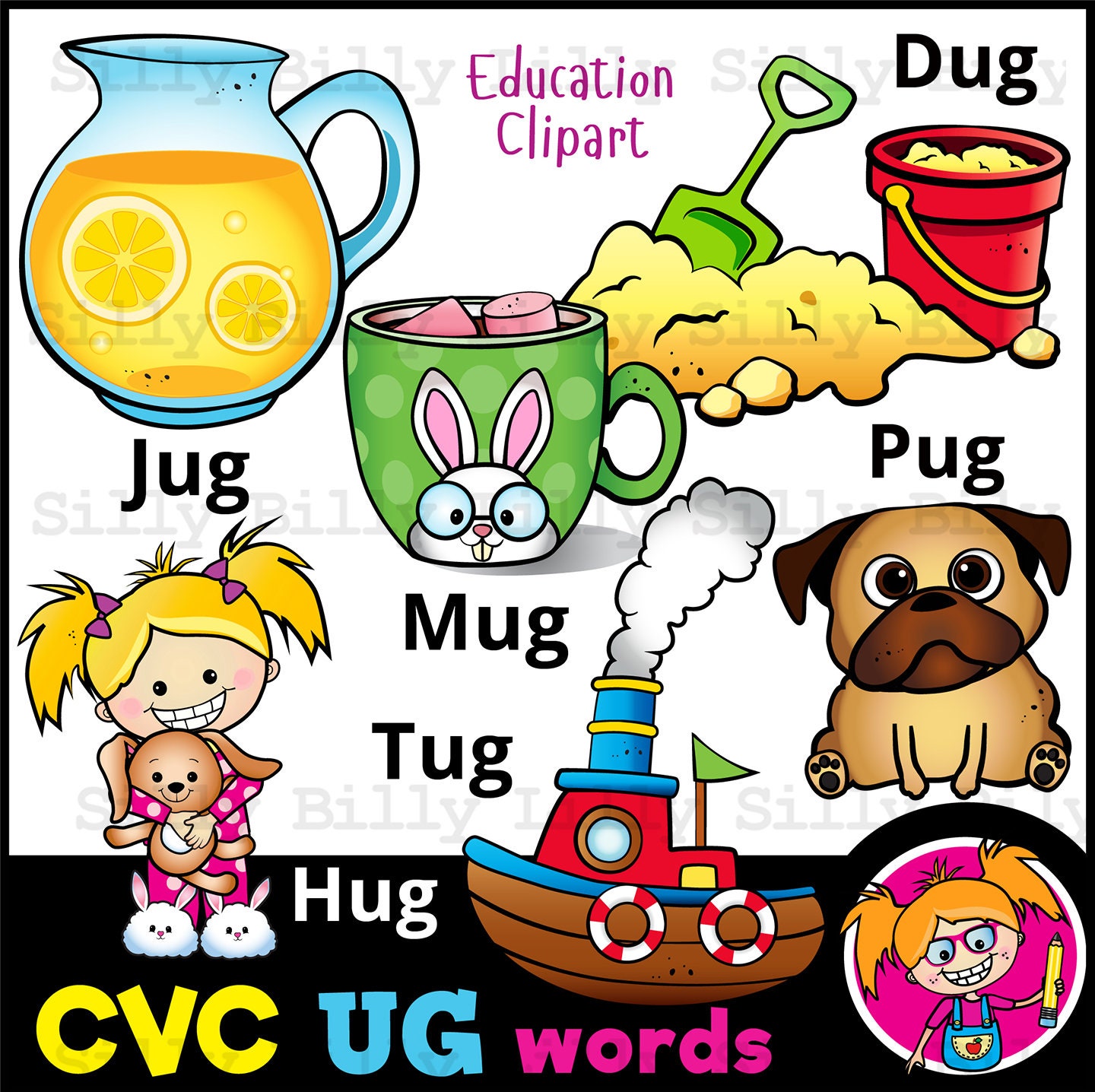 Clip Art VALUE BUNDLE. CVC Rhyming Words short Vowels. 62 | Etsy