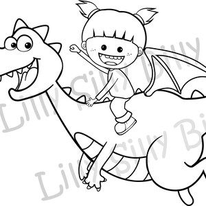 Smokey the Dragon 2. Education Clipart, Black and White & COLOR, Small ...