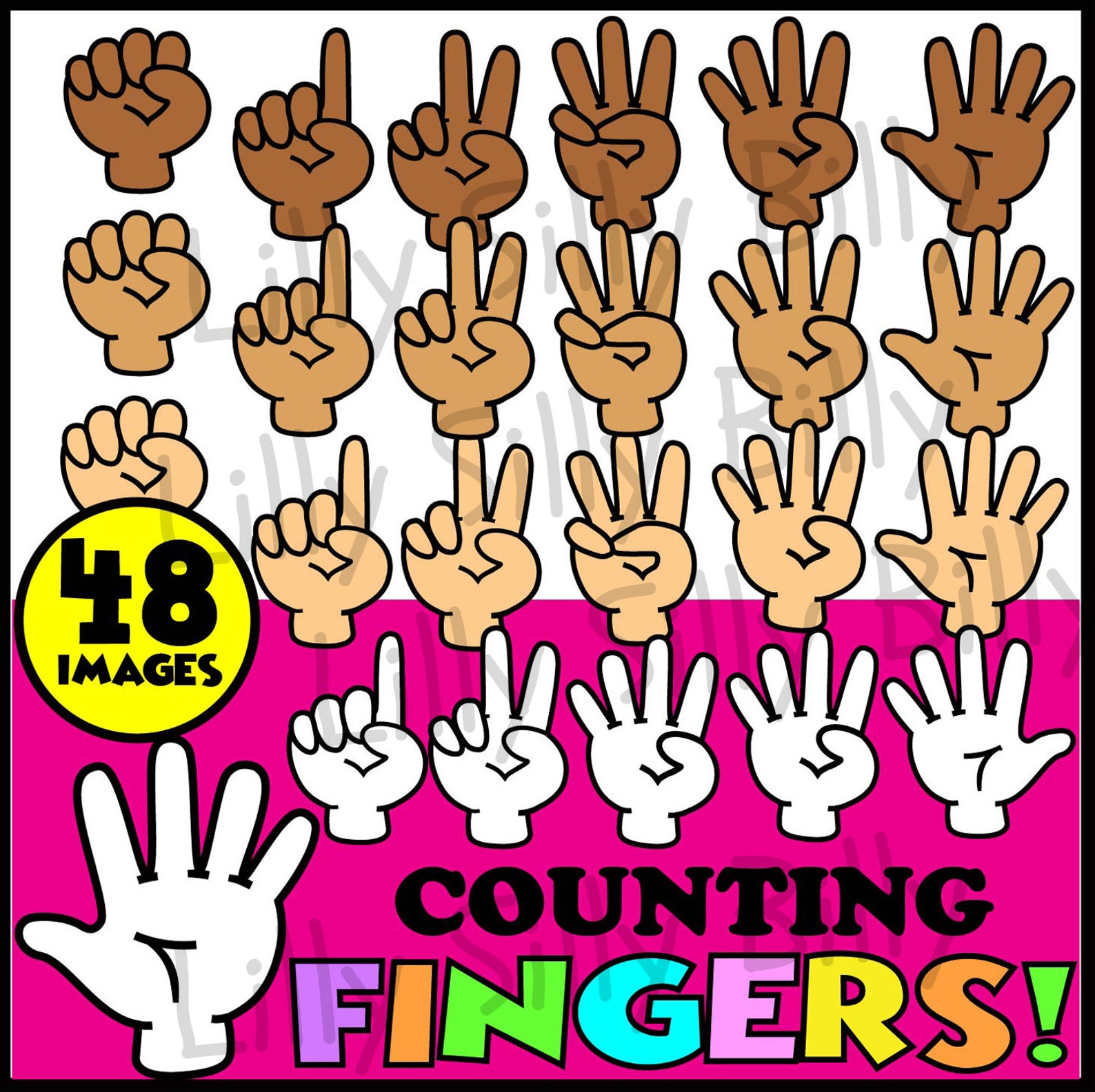 Finger Counting Hands. Clipart for Small Commercial and Educational Use ...