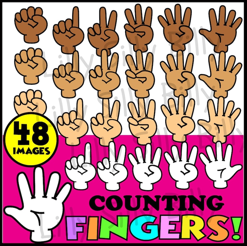 Finger Counting Hands. Clipart for Small Commercial and Educational Use ...