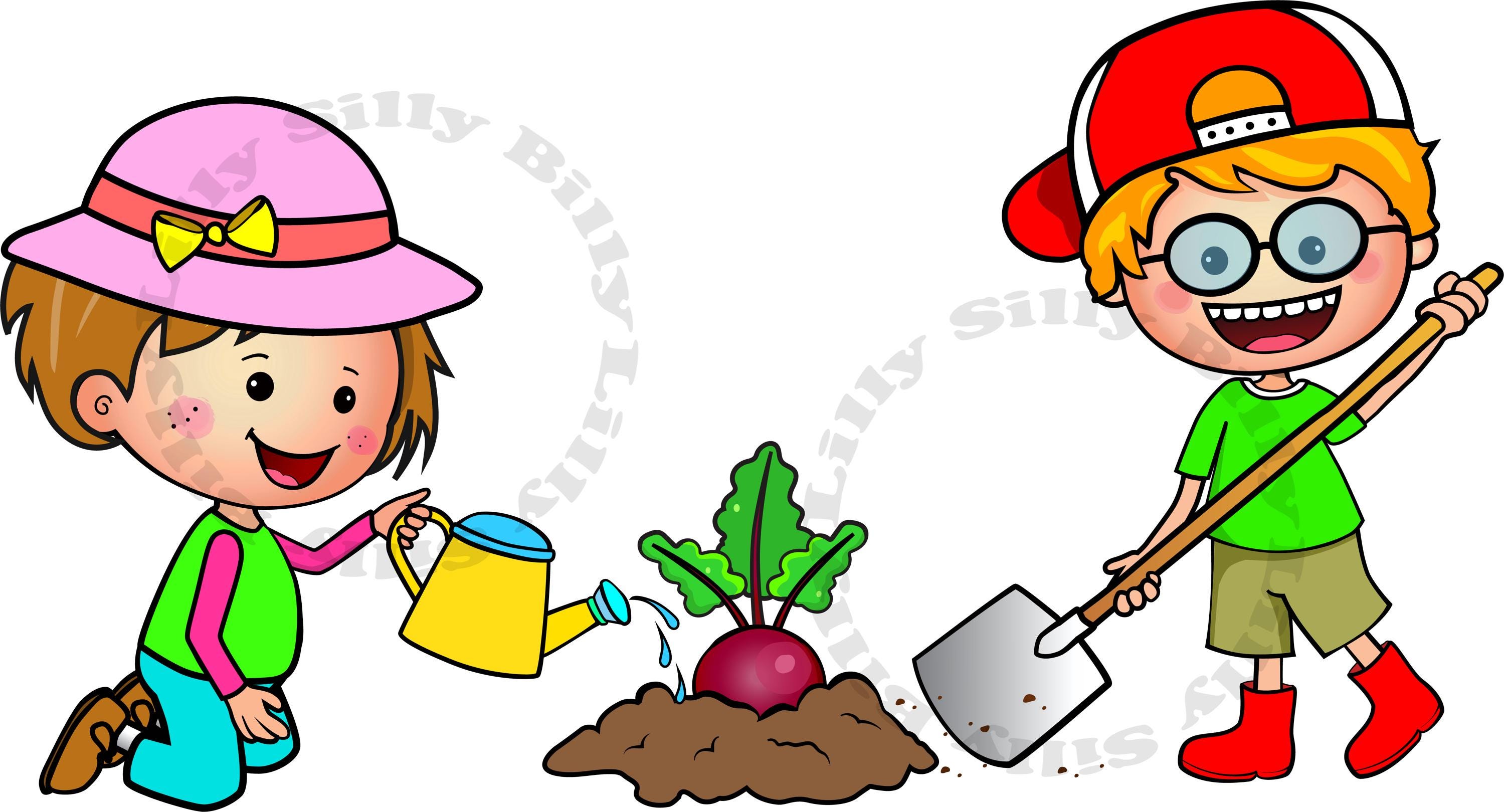 Gardening Kids Clipart | Super Sweet Kids in the Garden | Planting and ...