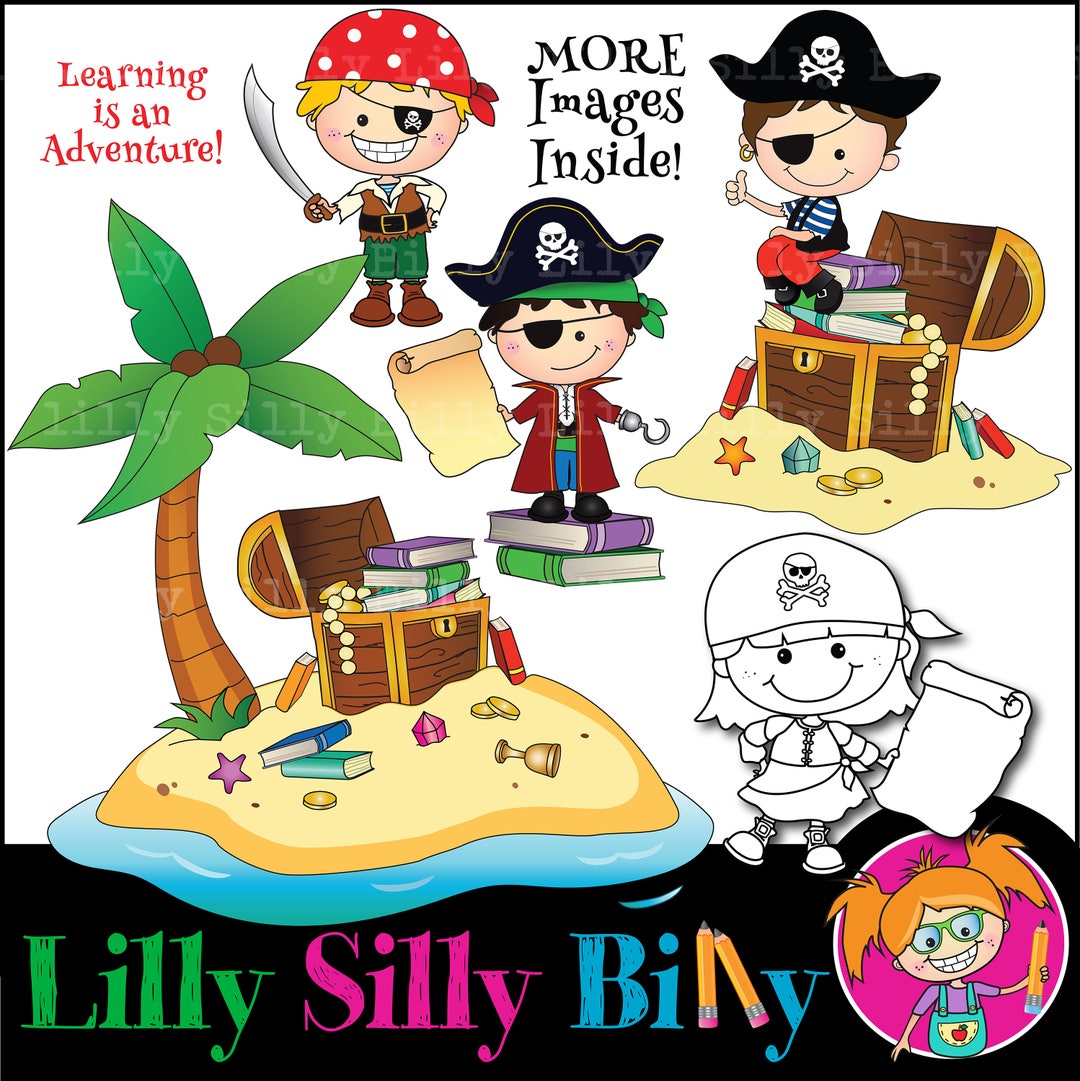 Black and White & Color Pirate Graphics/ Digital Clipart. Adventure ...