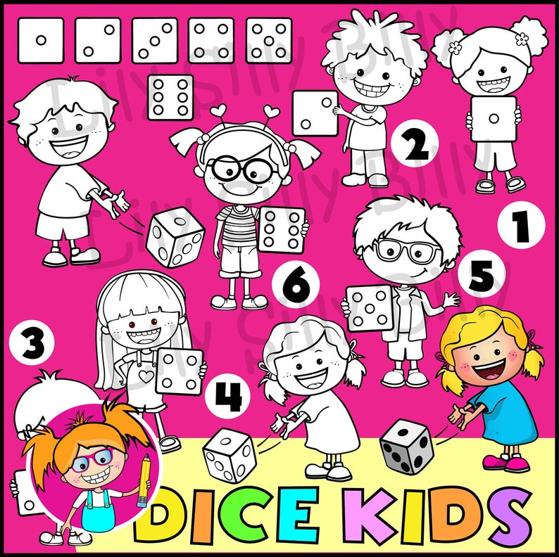 Dice Kids. Numbers 1 6. Clipart of Kids With Dice. Small - Etsy