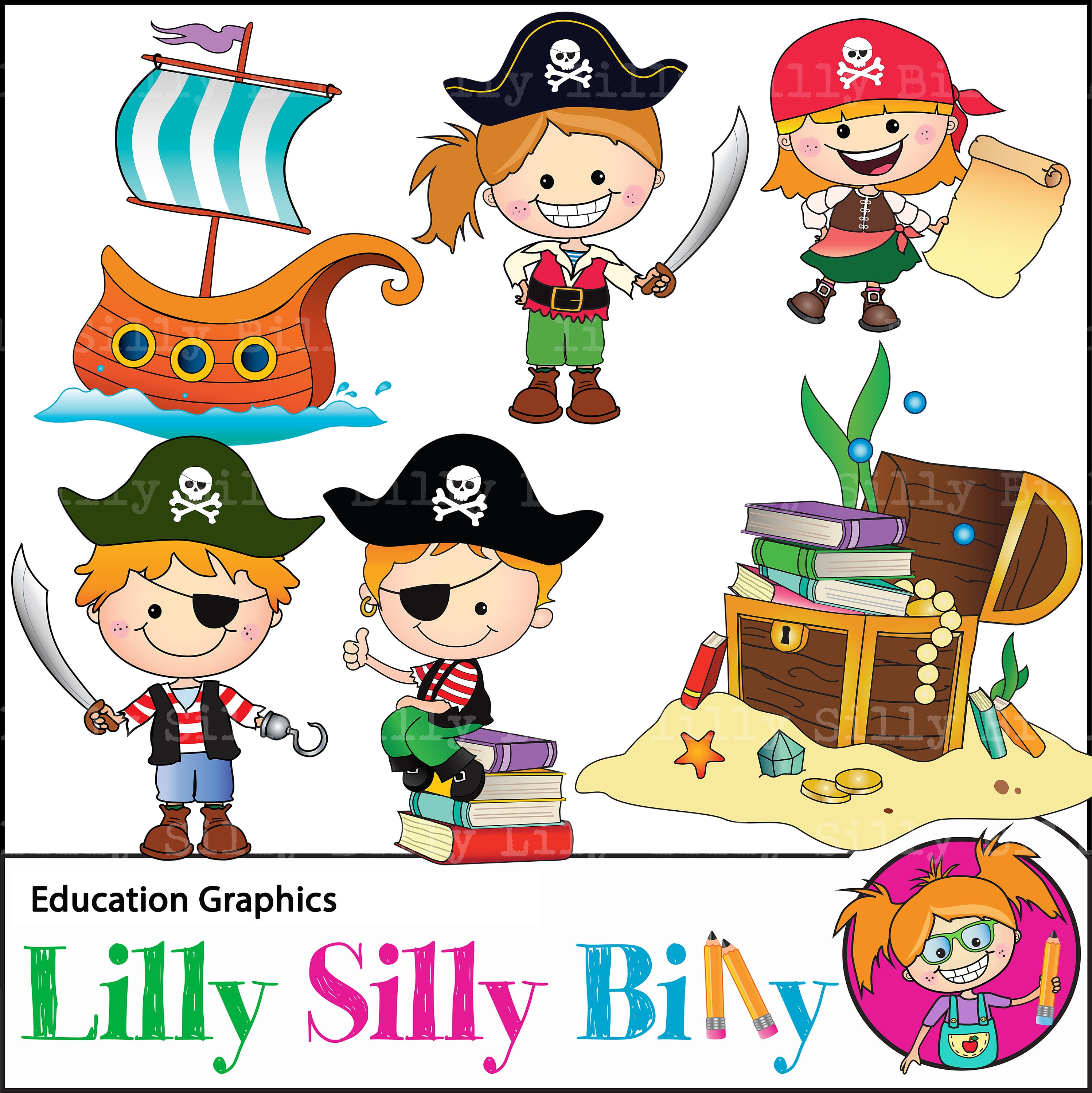 Pirate Clipart Digital Graphics for Commercial Use - Etsy