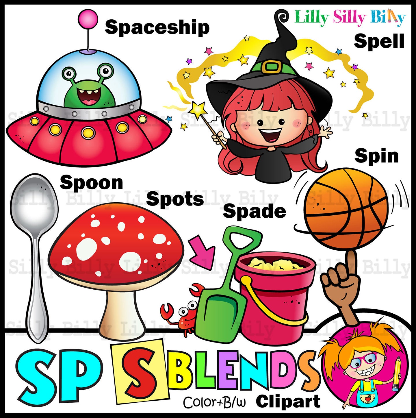 S Blends 8 Set Phonics Clipart BUNDLE. Illustrated Words - Etsy UK