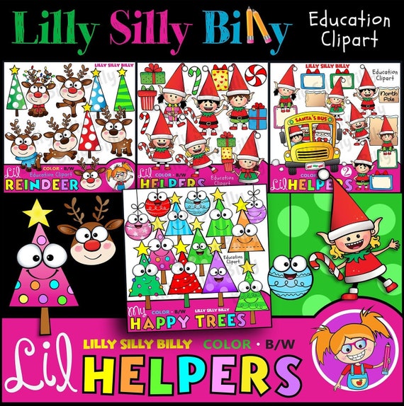 Lil Helpers Clipart BUNDLE. Full Color PLUS Black and White - Etsy