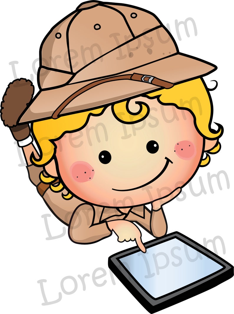 Explorers - Books and Ipads. Black and White & COLOR, Clipart. Small ...