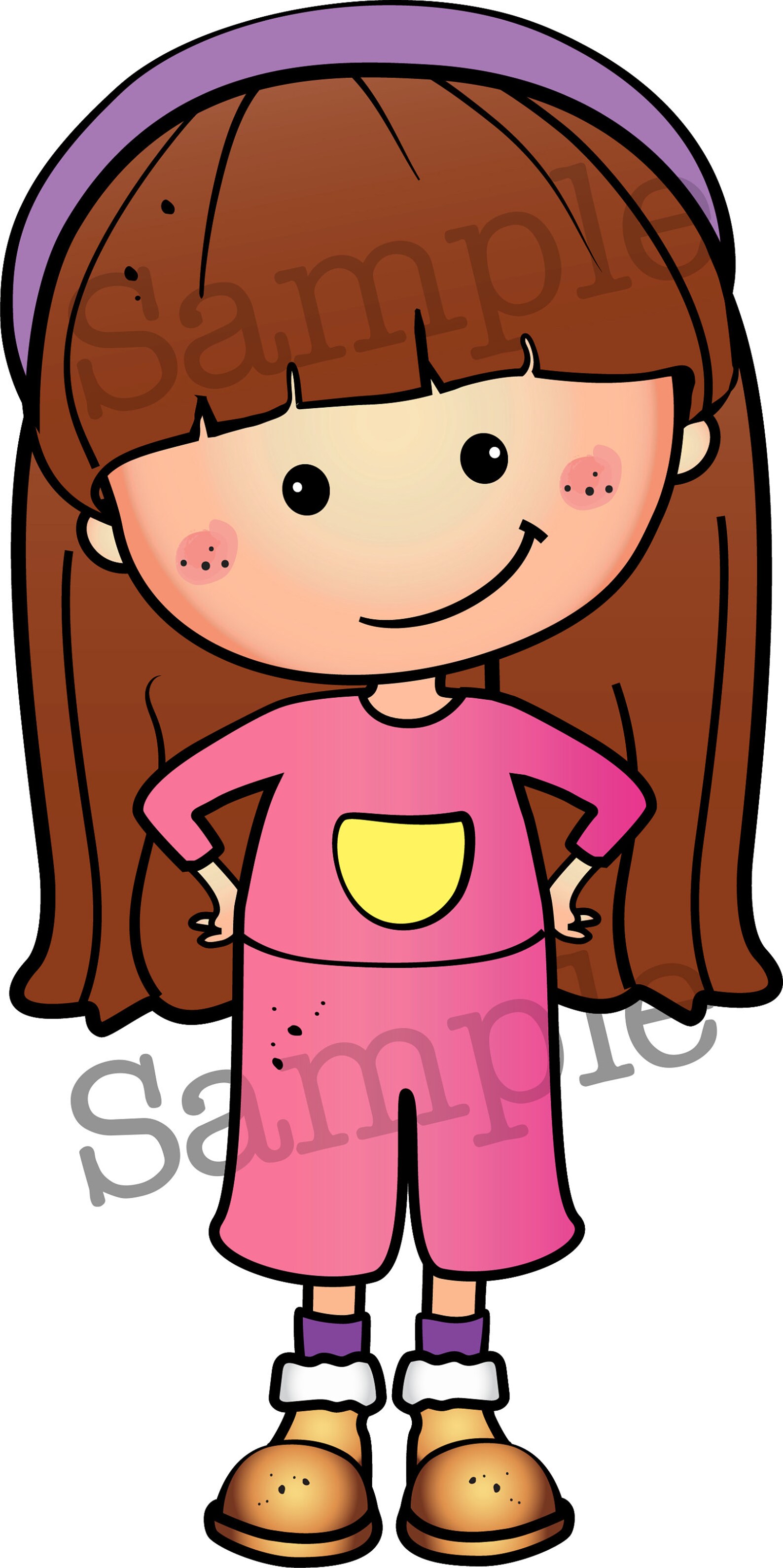 Happy BIG Kids Clipart. BLACK and WHITE and Color Education - Etsy