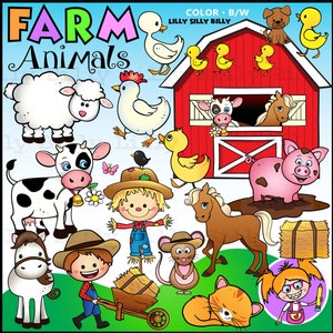 Farm Life - Vibrant Clipart of Farm Animals and Farm Life. Small ...