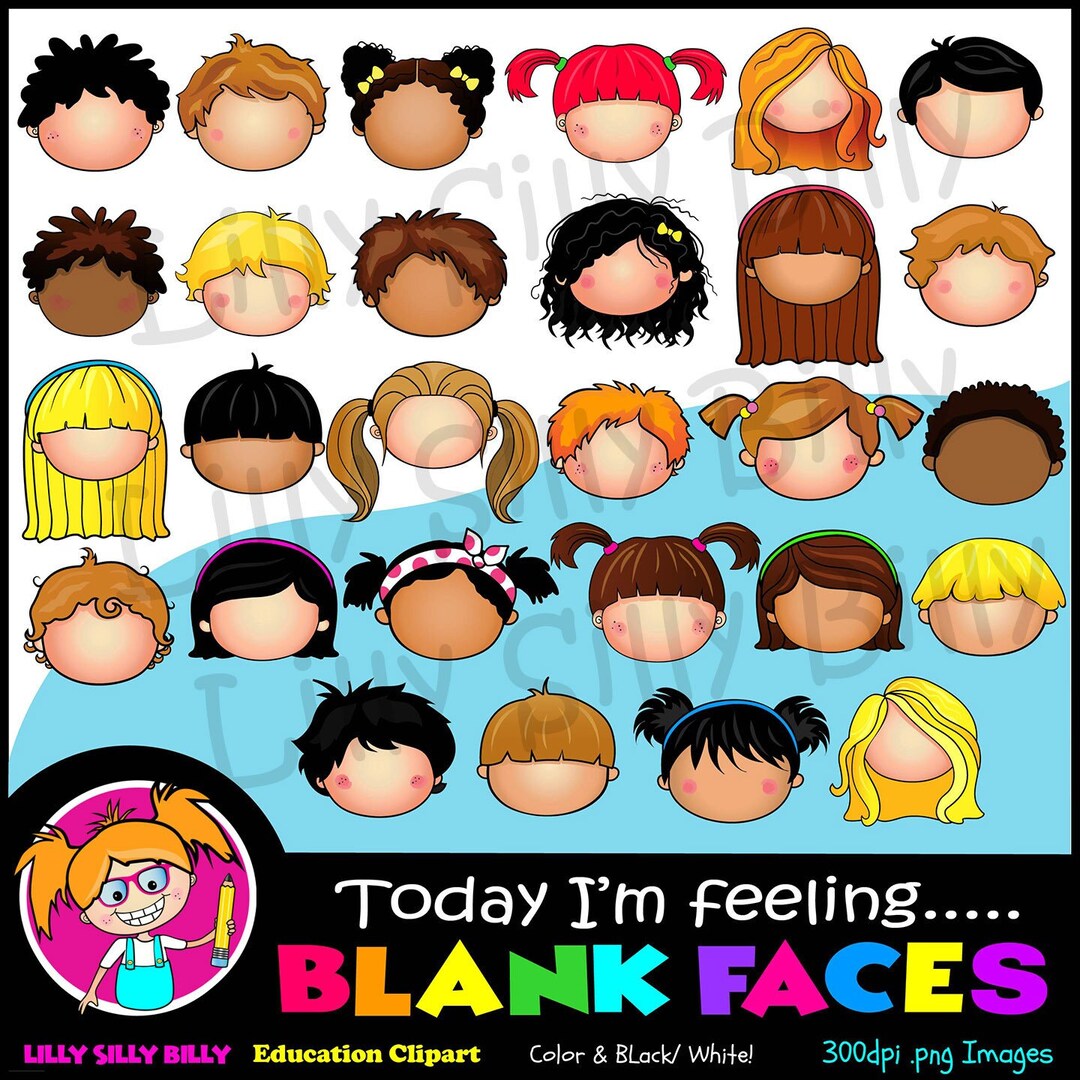 4 Inch Blank Faces - Clipart for Emotional Expression. Digital Images ...