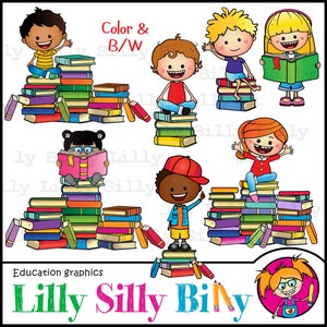 Books and More Books! - Clipart - Books and Reading, Lilly Silly Billy ...