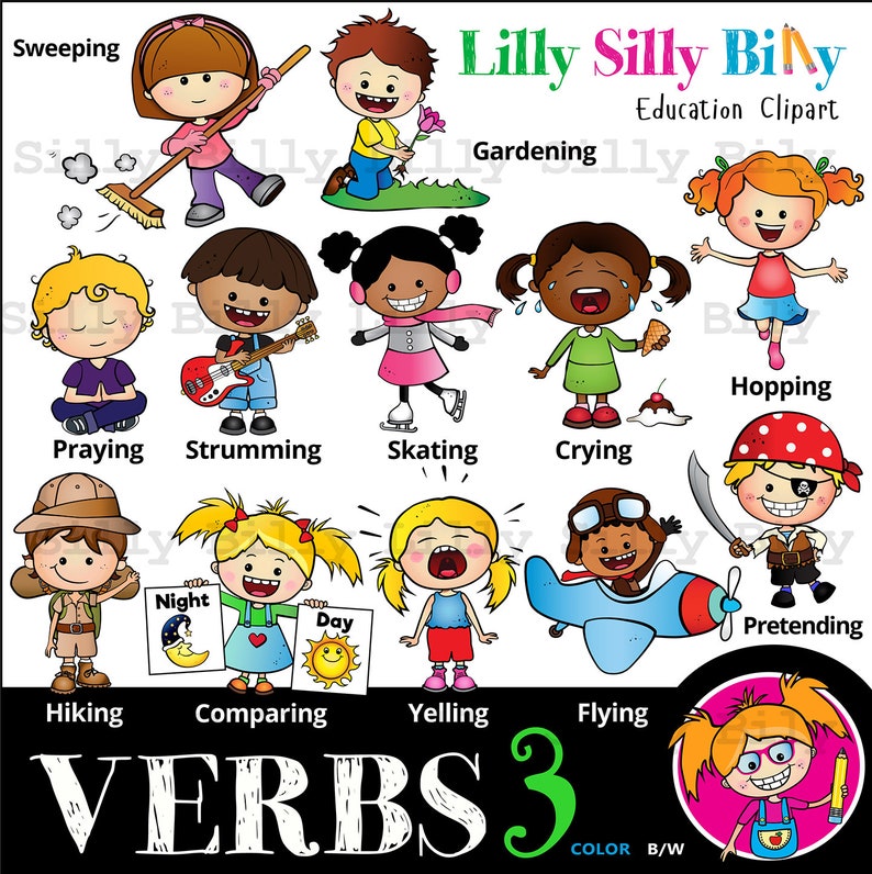 VERBS 1-2-3 Bundle Clipart for Small Commercial and Education Use ...