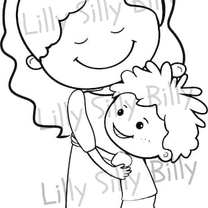 Moms and Mums - Clipart in BLACK & WHITE/ Full Color. Small Commercial ...