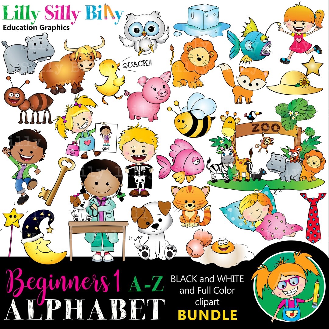 Alphabet Clipart - BLACK AND WHITE and Color Teachers Graphics, Super ...