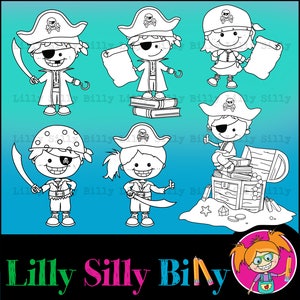 Black and White & Color Pirate Graphics/ Digital Clipart. Adventure ...