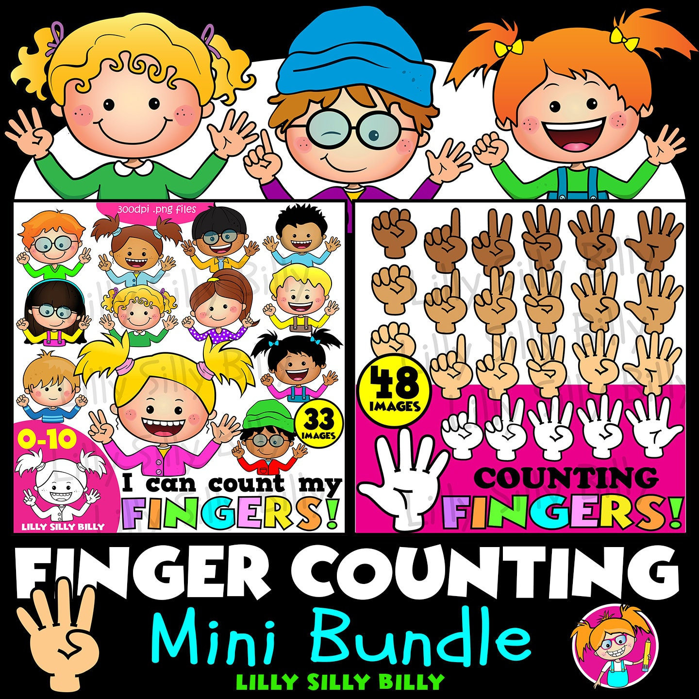 Finger Counting Mini Bundle. Clipart for Small Commercial - Etsy