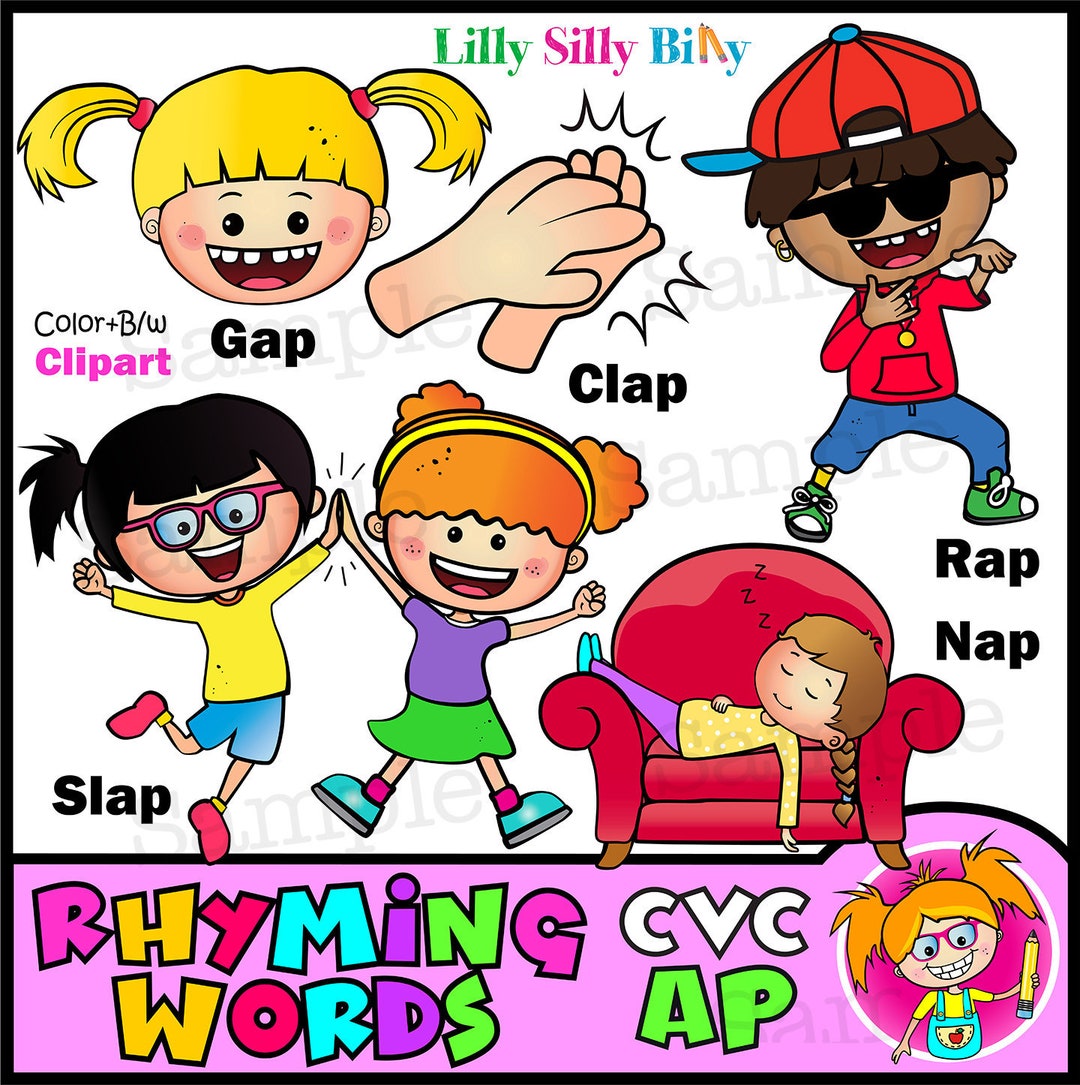 CVC Rhyming Word Clipart - AP - B/W & Color Images. for Small ...
