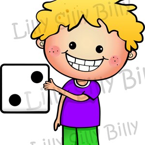 Dice Kids. Numbers 1 - 6. Clipart of Kids With Dice. Small Commercial ...