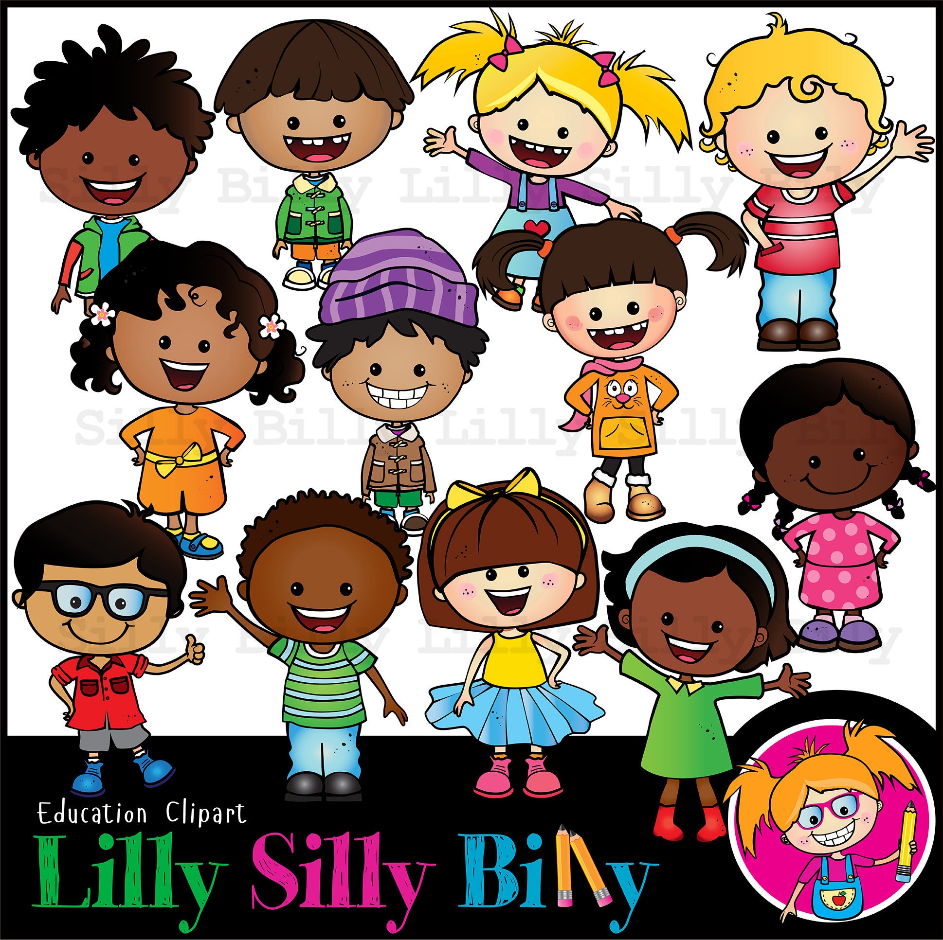 Happy Kids Being Kids BUNDLE Clipart for Small Commercial - Etsy