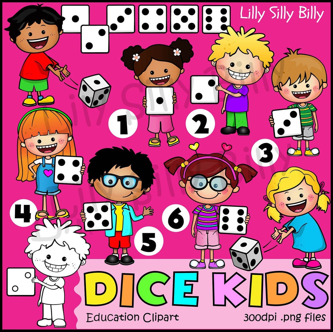 Dice Kids. Numbers 1 - 6. Clipart of Kids With Dice. Small Commercial ...