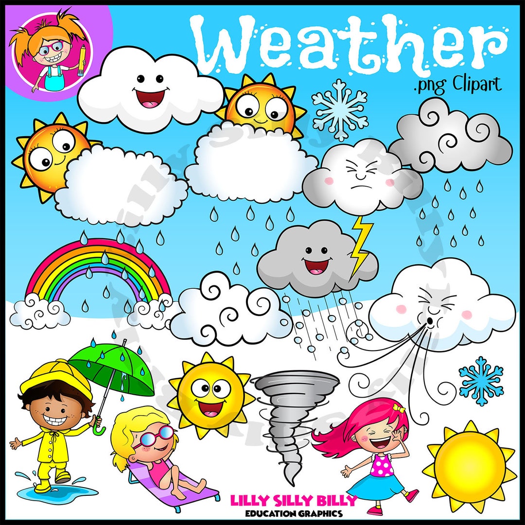 Weather Clipart - BLACK and WHITE/ and Full Color Clipart. Educational ...