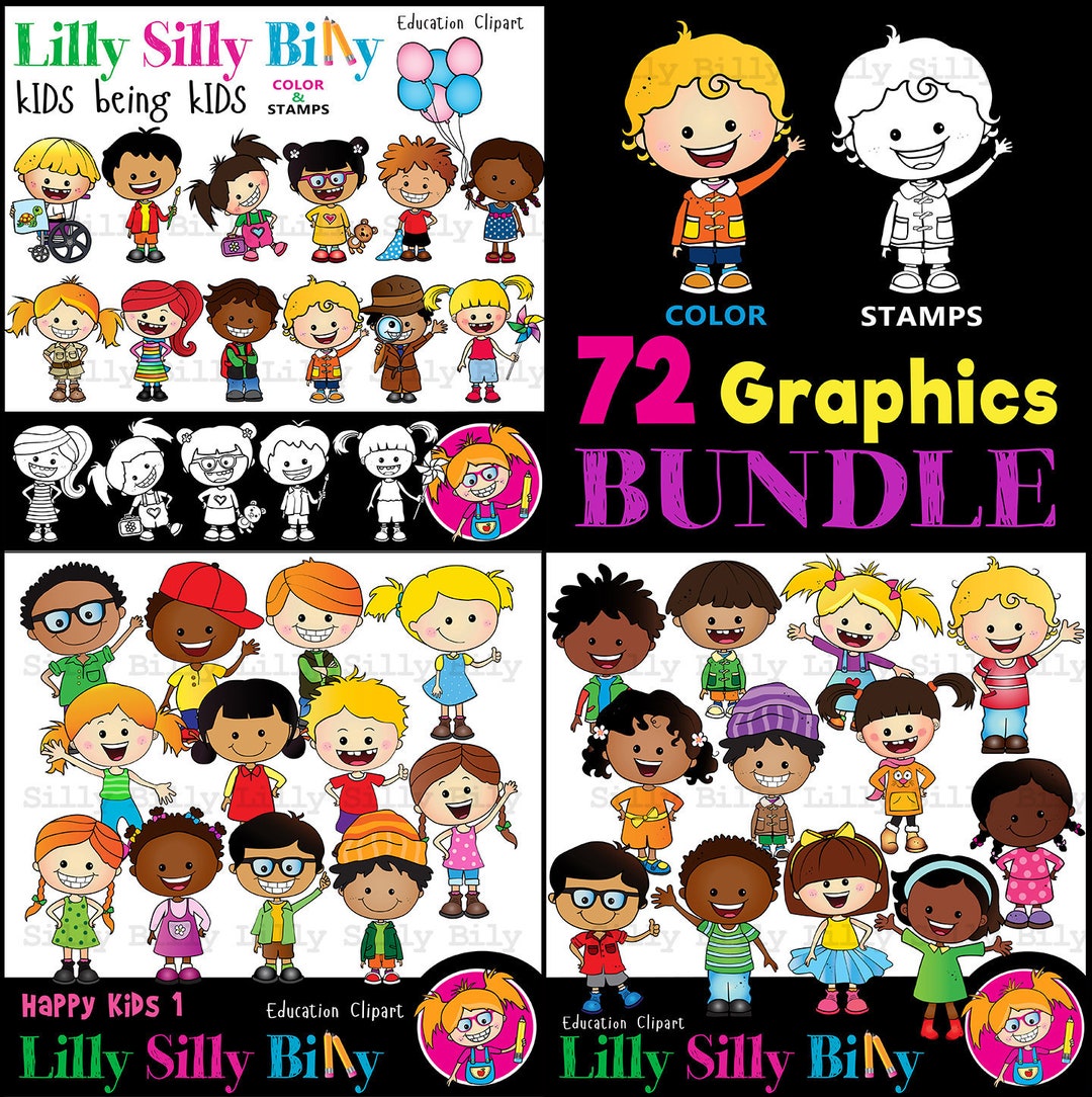Happy Kids Being Kids BUNDLE - Clipart for Small Commercial and ...