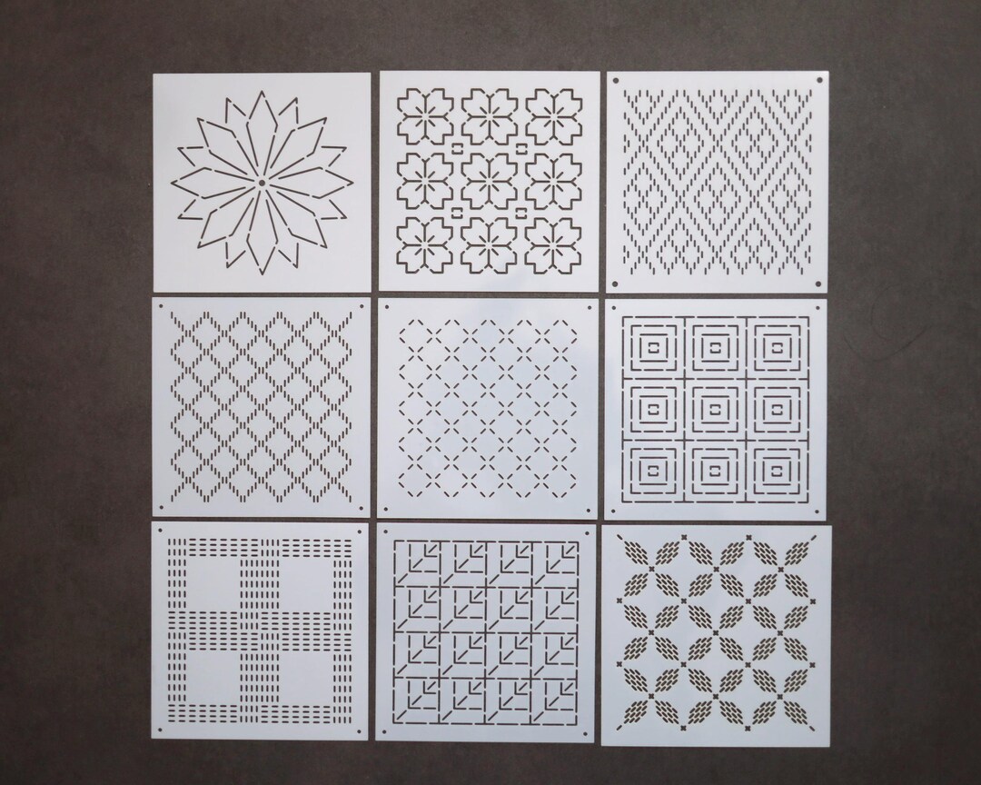 Sashiko Stencils | Embroidery Patterns or Quilting Stencils | Sashiko ...