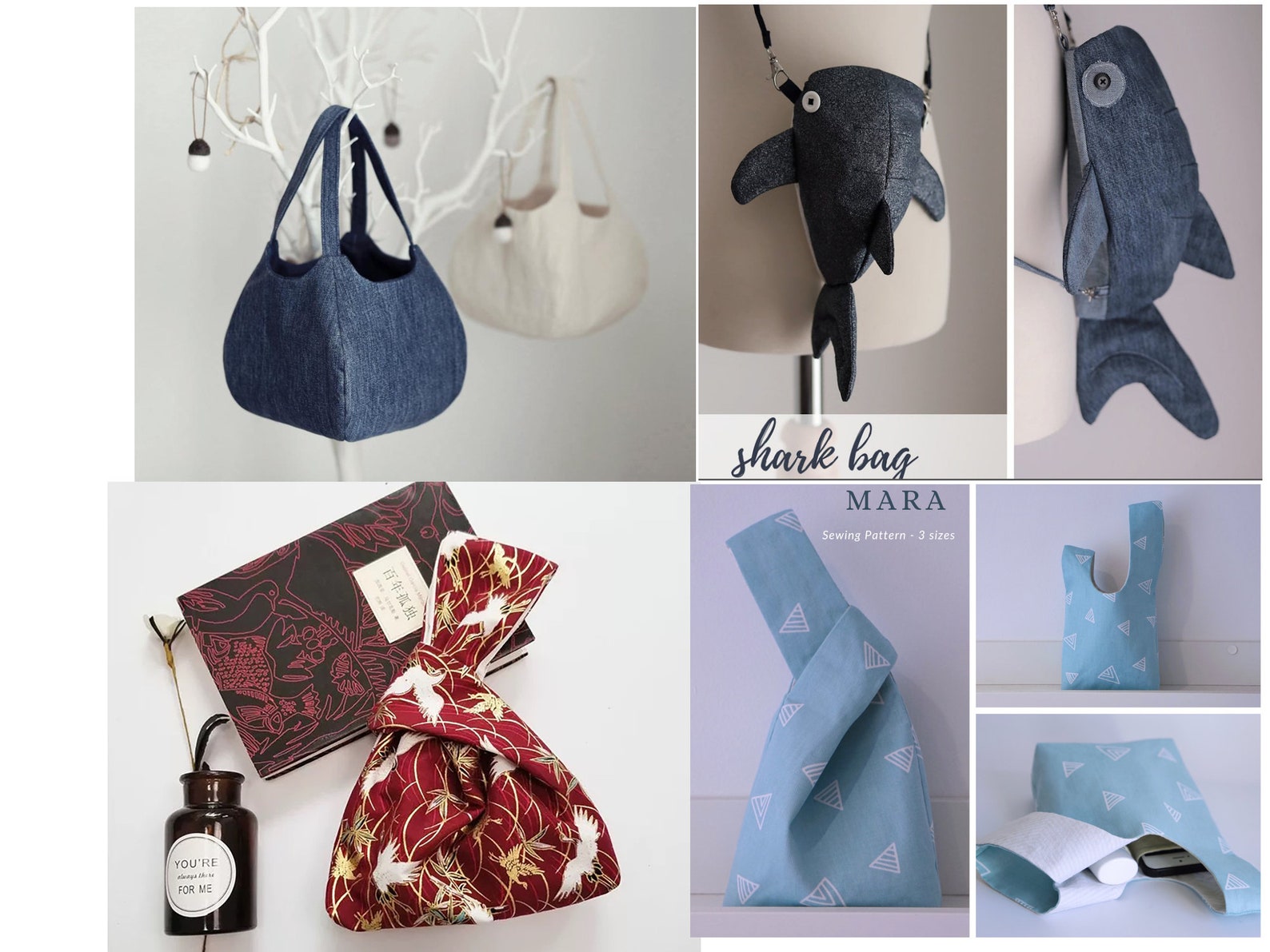 Bundle bags Paper Sewing Pattern and tutorial Japanese bags | Etsy