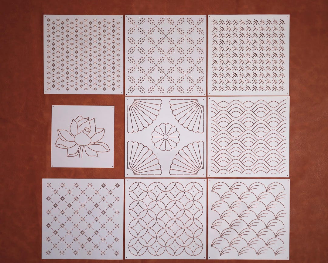 Sashiko Stencils | Embroidery Patterns or Quilting Stencils | Sashiko ...