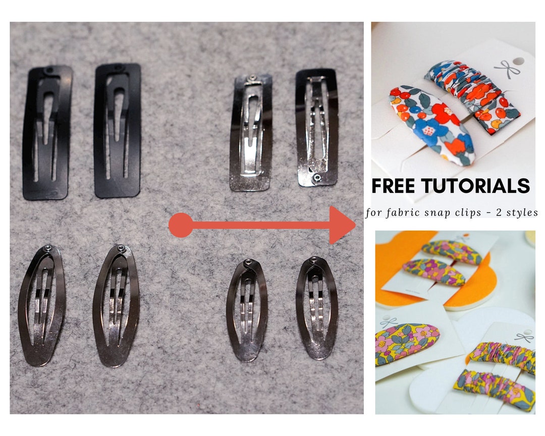 Hair Snap Clips Set With Free Sewing Tutorials for Fabric Hair Clips ...