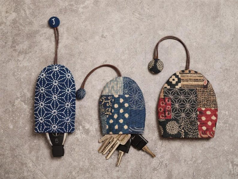 Sashiko Fabric Key Case A4 Paper Sewing Pattern: Car Key Pouch & Holder ...