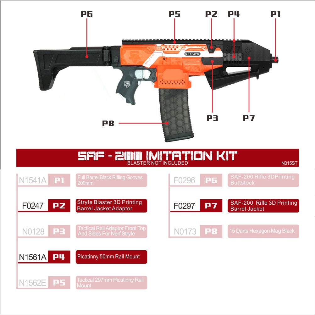 Worker MOD F10555 SAF-200 Rifle 3D Printing Kit Barrel Jacket | Etsy